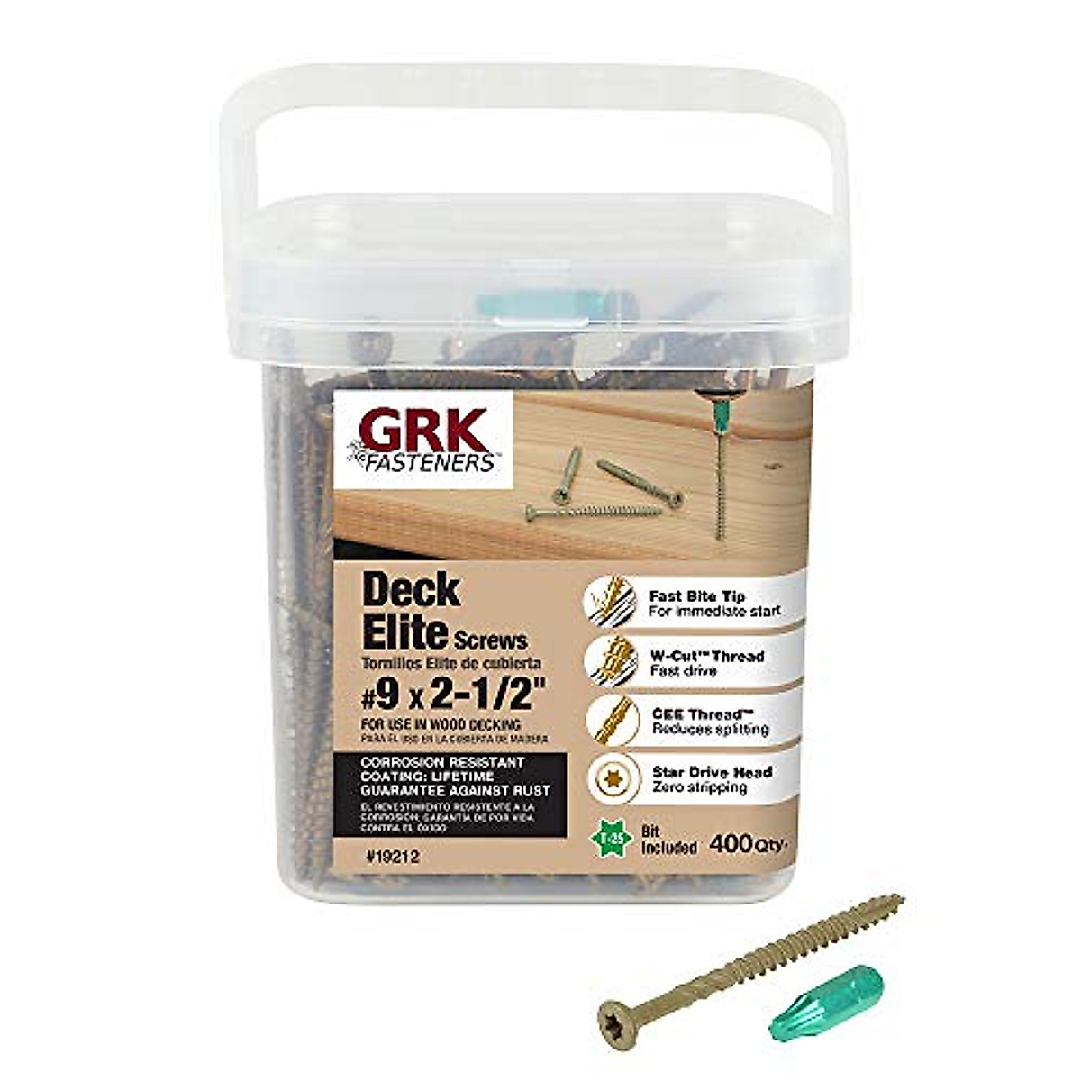 GRK 19212#9 X 2-1/2" DECK ELITE SCREWS 400 Count