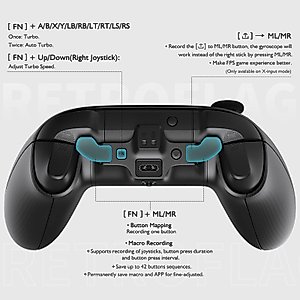 RetroFlag Superpack Xbox Series X|S Controller Strike Pack Paddle, 1000mAh Rechargeable Battery, Programmable Back Buttons, Mapping/Six-Axis Gyro/Turbo,Compatible with Wins/Switch/Steam Deck