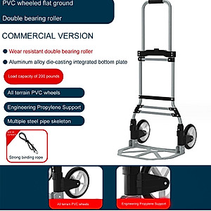 GYOUZA Trolley on Wheels, Foldable Moving Cart Heavy Duty Luggage Cart with Wheels Collapsible Hand Trolley, 2-Wheel Hand Trucks Folding for Camping, Festival, Garden & Pallet Truck Transport