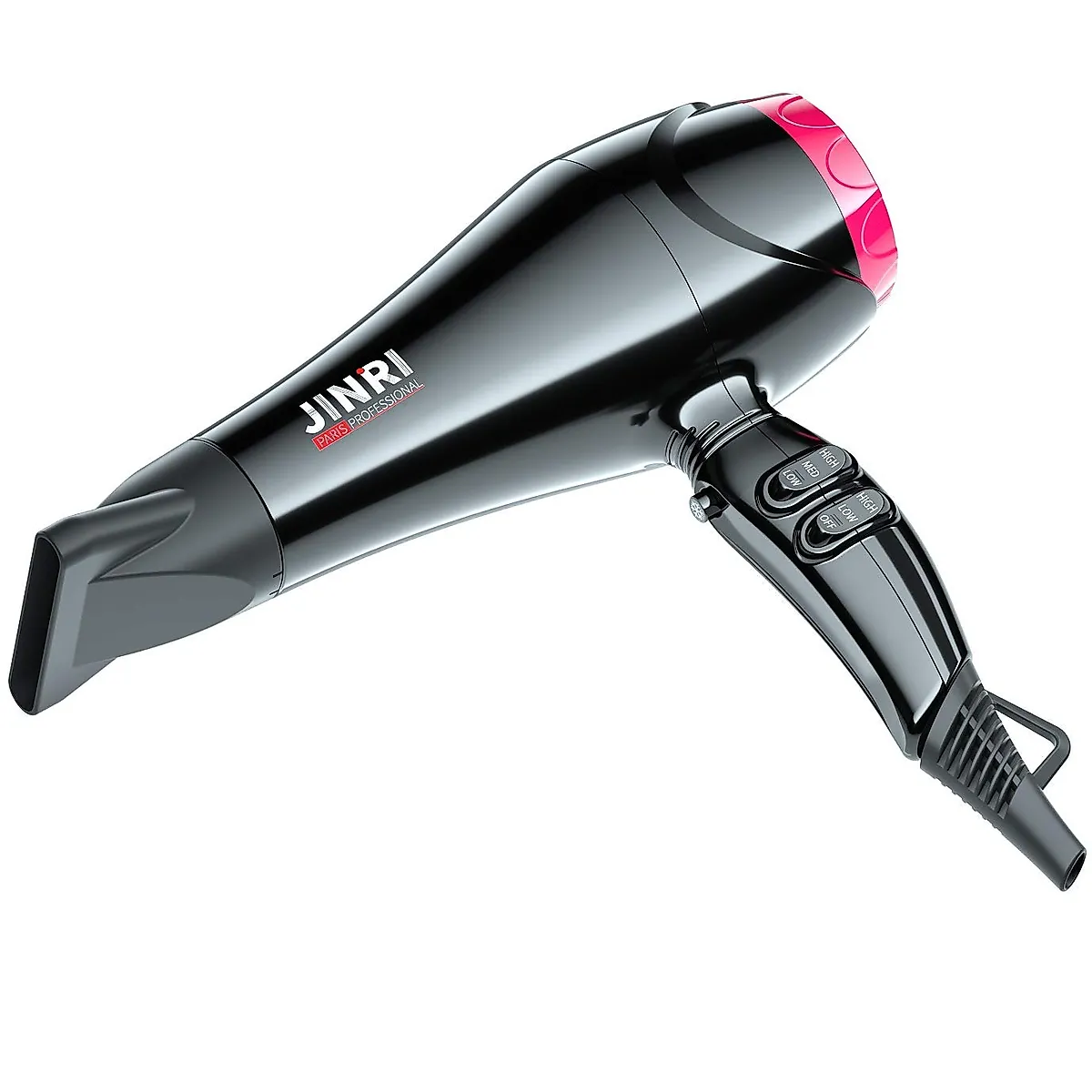 JINRI 1875W Negative Ionic Hair Dryer, Professional Salon Blow Dryer, Low Noise Fast Drying & Powerful AC Motor and Diffuser Comb for Men Women,3 Heat & 2 Speed Settings