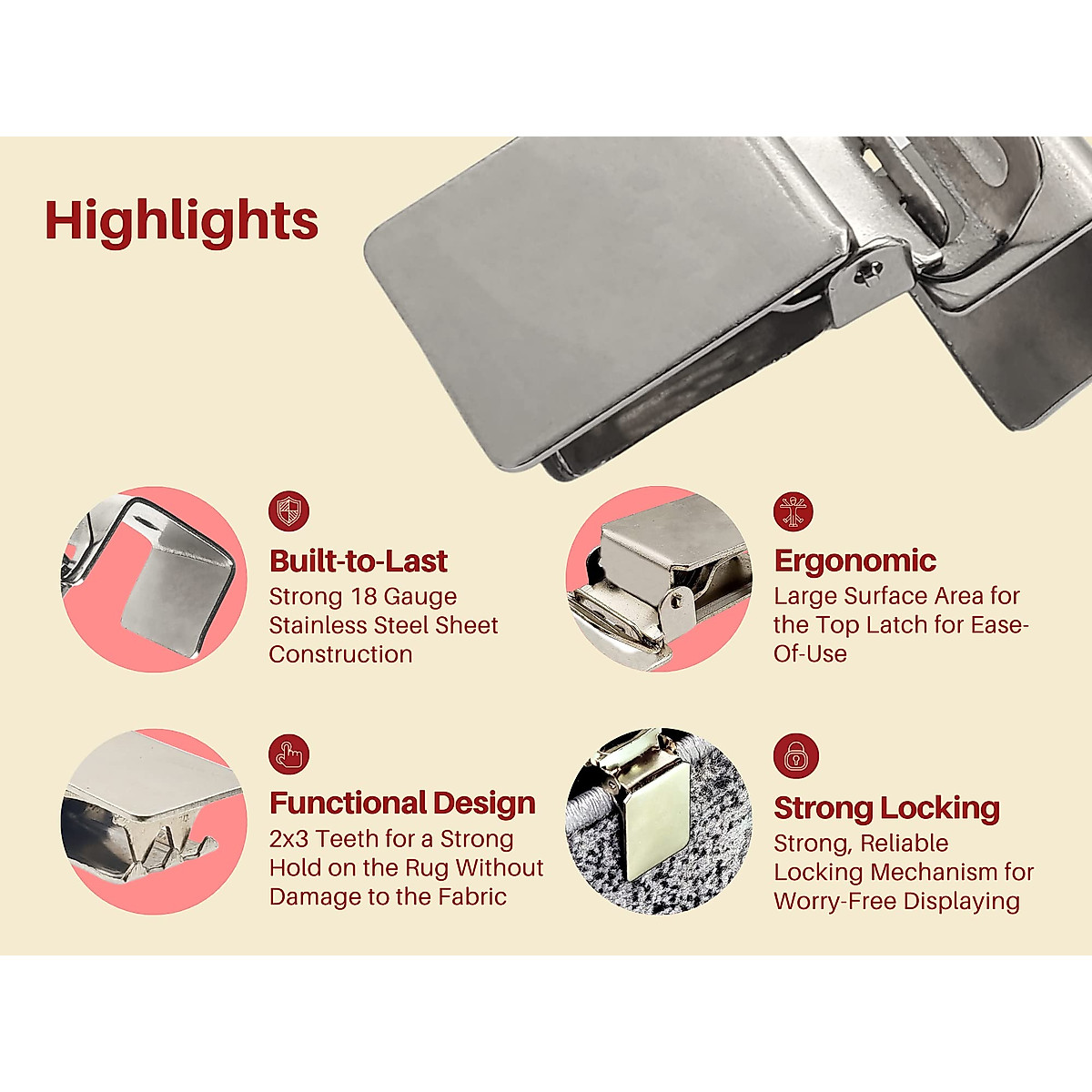 Wise Linkers Rug Clips Heavy Duty Hanging Clip/Rug Grippers/Rug Holders/Rug Hangers/Rug Clamps from (10)