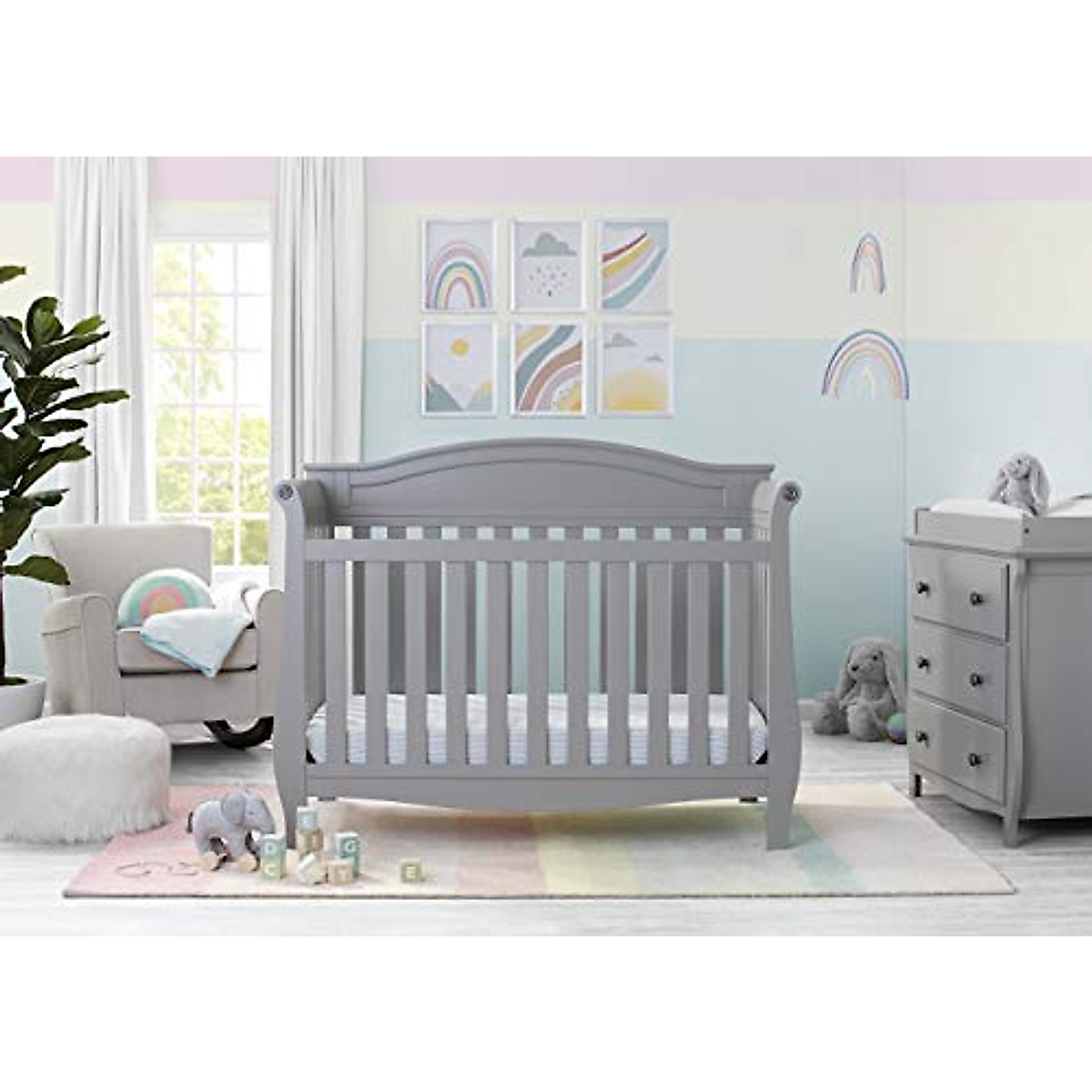 Delta Children Lancaster 4-in-1 Convertible Baby Crib, Grey