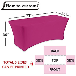 Custom Table Cloth Cover 8ft with Business Logo or Your Text Stretch Personalized Tablecloth Spandex Customize with Logo for Birthday Wedding Anniversary Tradeshow Events