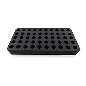 Polar Whale HPLC 4ml Vial Rack Black Foam Storage Rack Organizer Stand Transport Holds 50 Vials Fits up to 15mm Diameter Vials