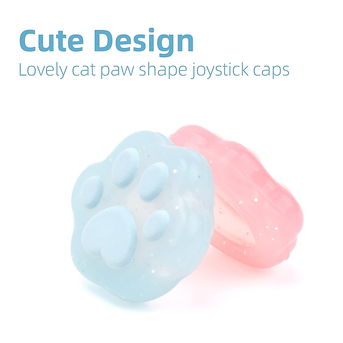GeekShare Soft Silicone Cat Paw Thumb Grip Caps, Compatible with Nintendo Switch/OLED/Switch Lite - 4PCS (Glitter)