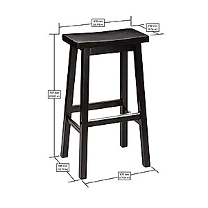 Amazon Basics Solid Wood Saddle-Seat Kitchen Counter Barstool, 29-Inch Height, Black - Set of 2