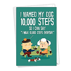 NobleWorks - 1 Funny Birthday Greeting Card with Envelope - Grown-Up Humor, Happy Birthday Card for Grandpa - 10,000 Steps C6896BDG