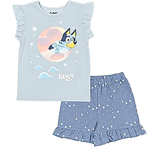 Bluey Little Girls T-Shirt and French Terry Shorts Outfit Set 5