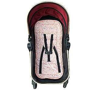 Baby Seat Pad Liner,Cotton Baby Stroller Pad Breathable Stroller Cushion for Kid Outdoor Sports(Pink Gray Cross)