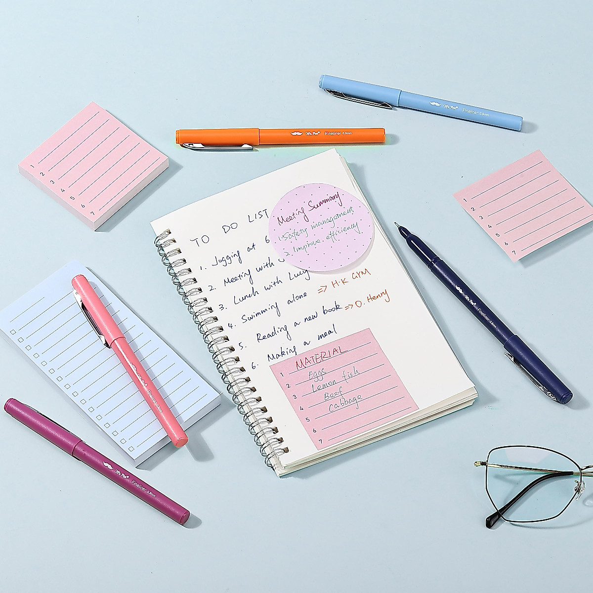 Mr. Pen Sticky Note Gift Box - 305 Pcs, Pastel Colors - Round, Square & Mini List Sticky Notes