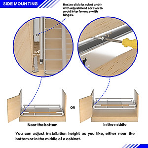 KIKIBRO Pull Out Drawer Cabinet Organizer, Expandable Slide Out Storage Shelves for Cabinets, Under Sink and Wardrobe, Opening Size Required 16.3"~26.3" 1 Pack