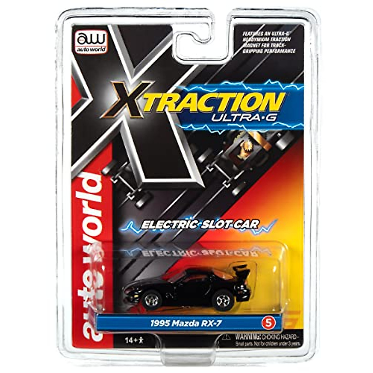 Auto World Xtraction R34 1995 Mazda RX-7 Black HO Scale Slot Car