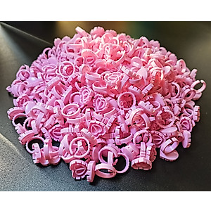 Glue Rings for Eyelash Extension,300PCS Smart Lash Glue Rings,Disposable Eyelash Glue Holder Glue Cups Rings,Heart Shape Fan Blossom Volume Lash Glue Holder False Eyelash Lash Extension Supplies Pink