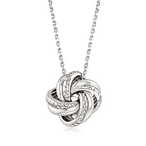 Ross-Simons Italian Sterling Silver Jewelry Set: Love Knot Necklace and Earrings. 18 inches