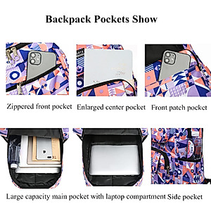 Geometric Prints Primary Kids Backpack, Elemetary Students Bookbag Teens Schoolbag, Knapsack for Girls