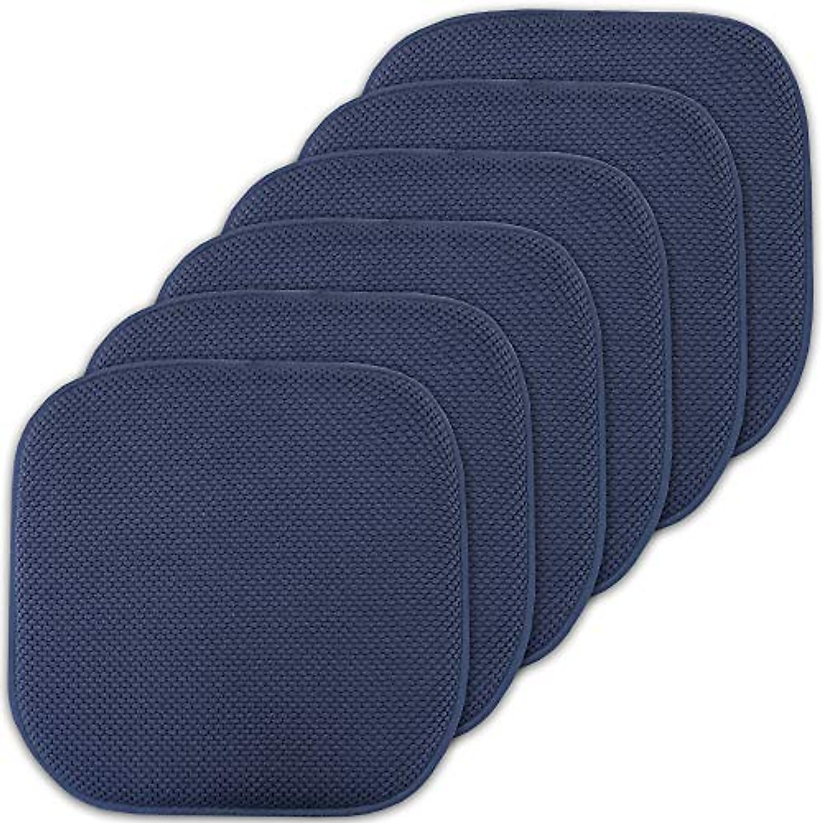 Sweet Home Collection Cushion Memory Foam Chair Pads Honeycomb Nonslip Back Seat Cover 16" x 16" 6 Pack Navy Blue