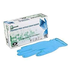 Emerald Nitrile Exam Gloves - Medical Grade Powder Free Latex Free Disposable Multipurpose Food Safe - 3.5 mil, Medium