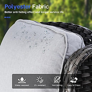 XIZZI Patio Swivel Rocking Chairs Set of 2,Outdoor 360 Degree Rotation Chair Matching Side Table,3 Pieces PE Wicker Patio Bistro Set (Grey Rattan Grey)