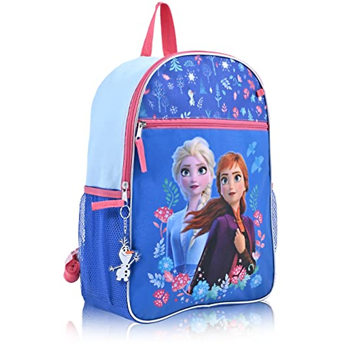 Disney Frozen Girls Backpack for Little Kids | 6 Piece Set Girls Water Bottle Keychains Snack Tote and Knapsack for School