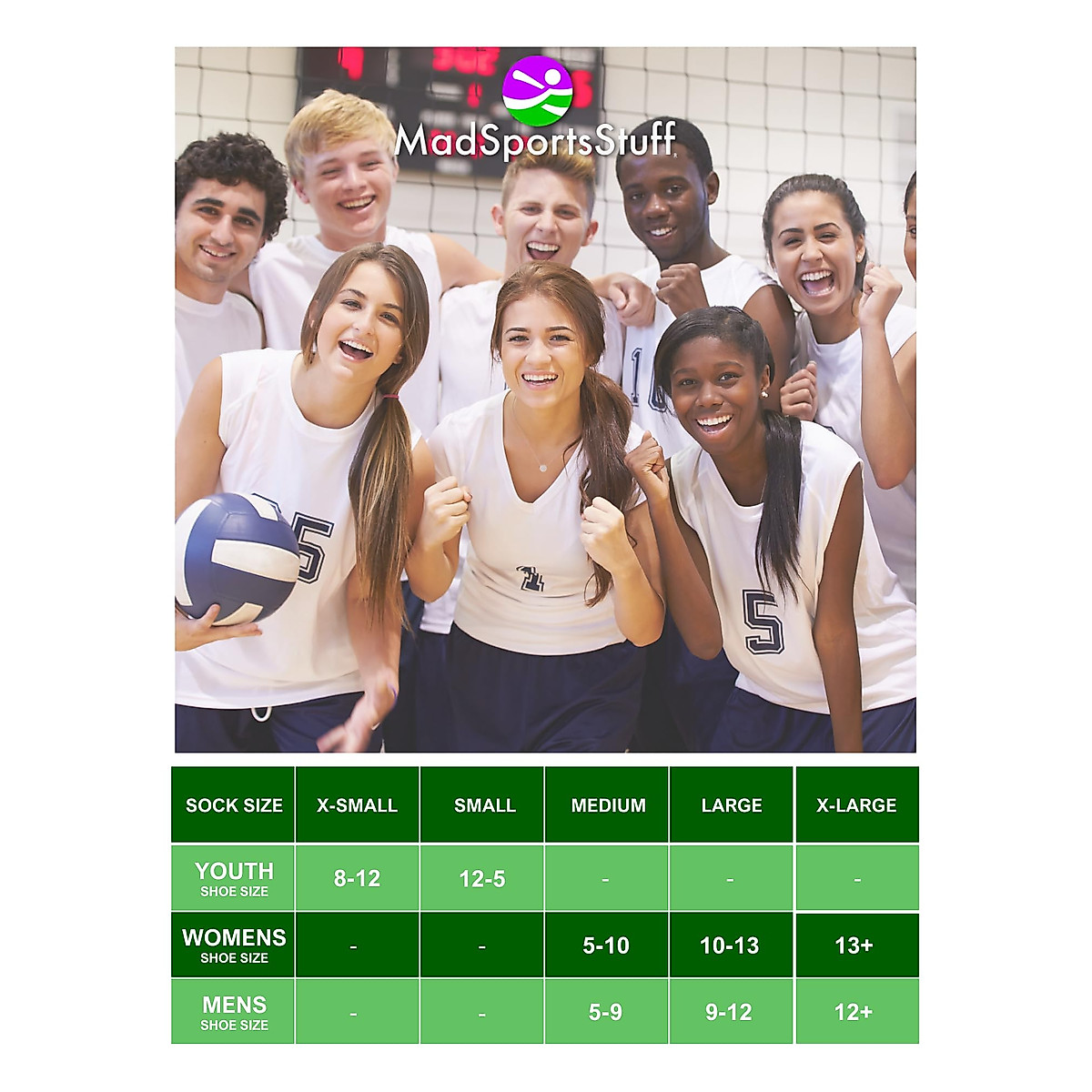 MadSportsStuff Volleyball Print Over the Calf Socks (Purple, Medium)