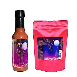 Carolina Reaper Hot Sauce 5 Dried Whole Chili Peppers Gift Set +2 Free World's Hottest Wicked Reaper 2,000,000 Scoville