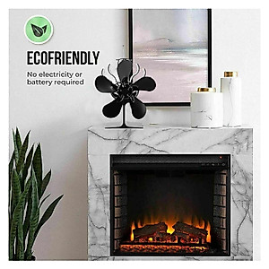 5- Stove Fireplace Fan High Effecient Heat Powered Log Wood Burner Stove Fan Eco-Fan Quiet Heat Distribution (Color : Black)