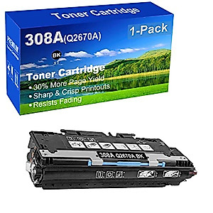 1-Pack (Black) Compatible 3500 3500n 3550 3550n Printer Toner Cartridge High Capacity Replacement for HP (Q2670A) 308A 309A Toner Cartridge