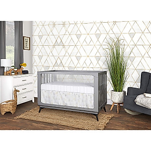 Evolur Acrylic Millennium 4 in 1 Convertible Crib Toddler Rail I Easily Coverts to Toddler Bed & I Acrylic Slats, Pebble Grey (702AC-PG)