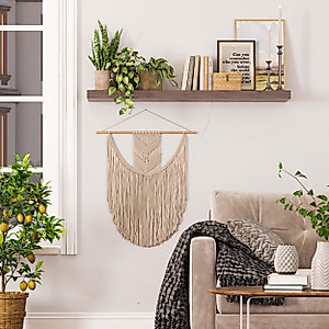 Wallniture Ronda 48 inch Walnut Floating Shelf, Floating Bookshelves for Wall, Decorative Wall Shelves for Living Room, Kitchen, Bedroom