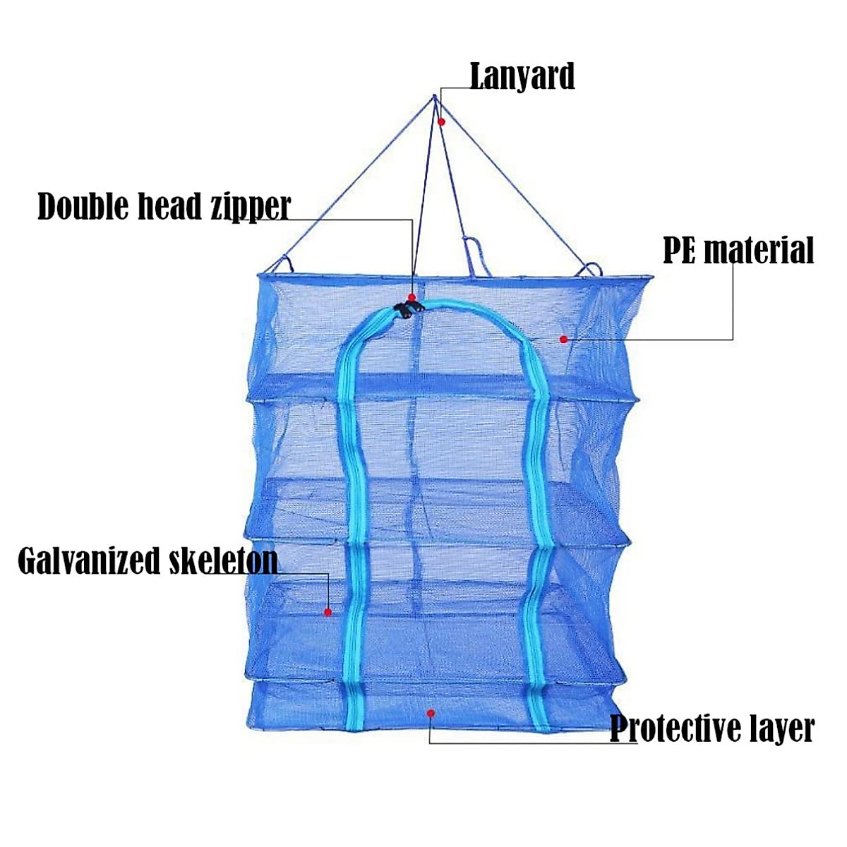 Wedhapy 4 Layers Drying Foldable Mesh Vegetable Fish Dishes Mesh Vegetables Dry Net Basket Drying Rack Net Frame Air Drying Net Food Drying Net Hanging Herb Drying Rack,35 * 35 * 65cm