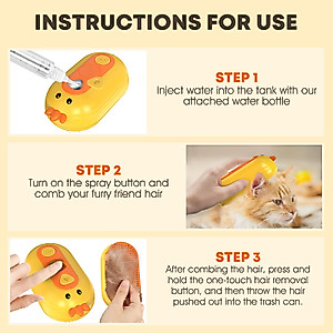 Cat Steam Brush for Shedding, Steam Brush for Cats with Release Button, 3in1 Self Cleaning Cloud Care Cat Hair Brush, Rechargeable Cat Deshedding Brush with Steam for Long & Short Haired Cats and Dogs