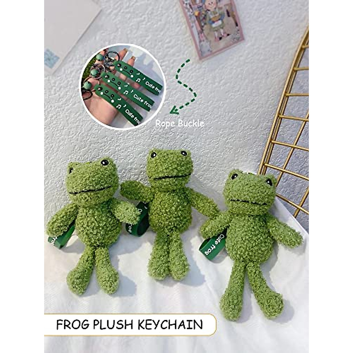 BCIULASL Cute Keychain Frog Plush Keychain Accessories Kawaii Keychains for Backpacks, Bags, Purse, Phone, Car Key Ring, Birthday Christmas Valentines Day New Year Gifts for Men Women