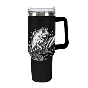 Mudskipper Is Surfing Tumbler with Handle Travel Mug Water Bottle Tea Coffee Cup Black-style