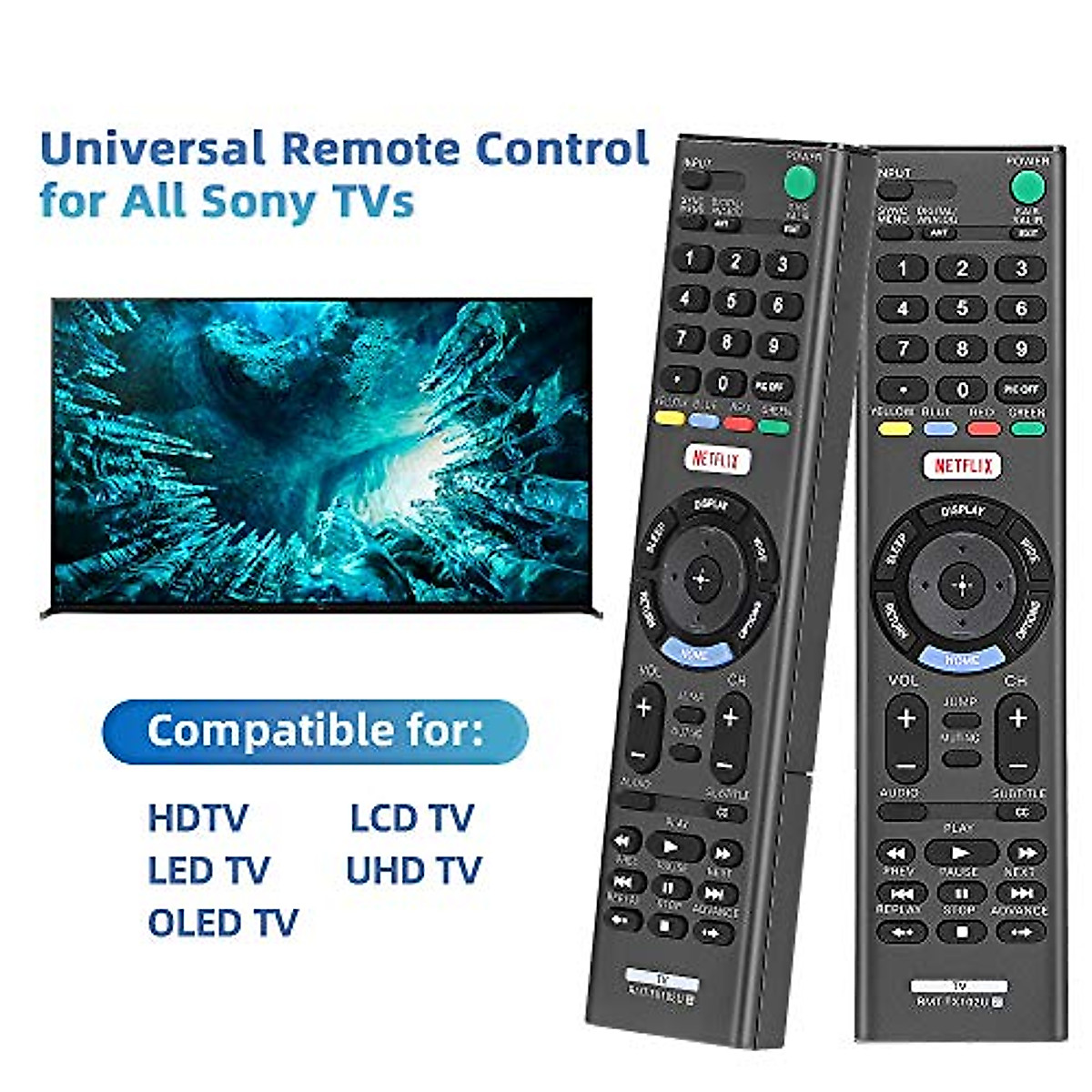 Gvirtue RMT-TX102U Universal Replacement Remote Control for Sony Bravia HDTV LCD LED UHD Smart TV