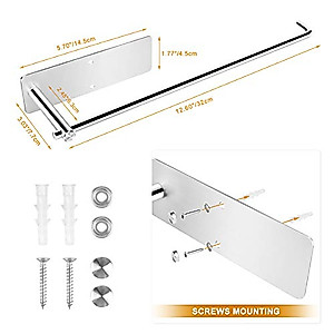 Paper Towel Holder Under Cabinet Mount- Self Adhesive Paper Towel Roll Rack for Kitchen Bathroom Towel, 12 Inch Rolls Wall Mounted & Drilling with Screws, 304 Stainless Steel (Silver, 15)