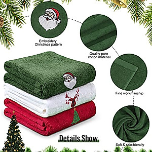 HEYPRIIL Large Christmas Hand Towels, 100% Cotton Christmas Kitchen Towels Dish Towels, Ultra Absorbent Drying Towels Set Gift for Bathroom, 25 x 16 Inches