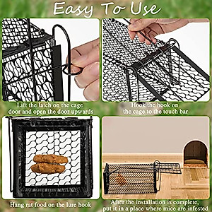 Humane Rat Trap Chipmunk Squirrel Rodent Trap Foldable Mouse Trap Small Live Animal Mouse Voles Hamsters Live Cage Rat Mouse Cage Trap for Mice Easy to Catch and Release, 9.4x4.7x4.7 Inches (4 Pcs)