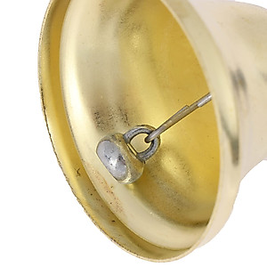 Dzrige Christmas Hand Bell Santa Hand Bell,Super Loud Solid Brass Hand Call Bell with Wood Handle,4.7 Inch Handbell for Christmas,Weddings,Church,School,Service,Game