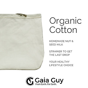 2 Extra-Large Nut Milk Bags - 15" x 15" - All Natural Organic Cotton Food Strainer for Yogurt, Cheese, Nut Milks, Tea, Coffee & More - 100% Eco-Friendly (organic cotton)