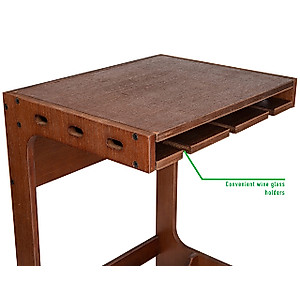 Mind Reader Floating Wooden Decor, 6 Bottle Stand, Stem Glass Organizer-Brown Wine Rack, 20" x 13" x 10"