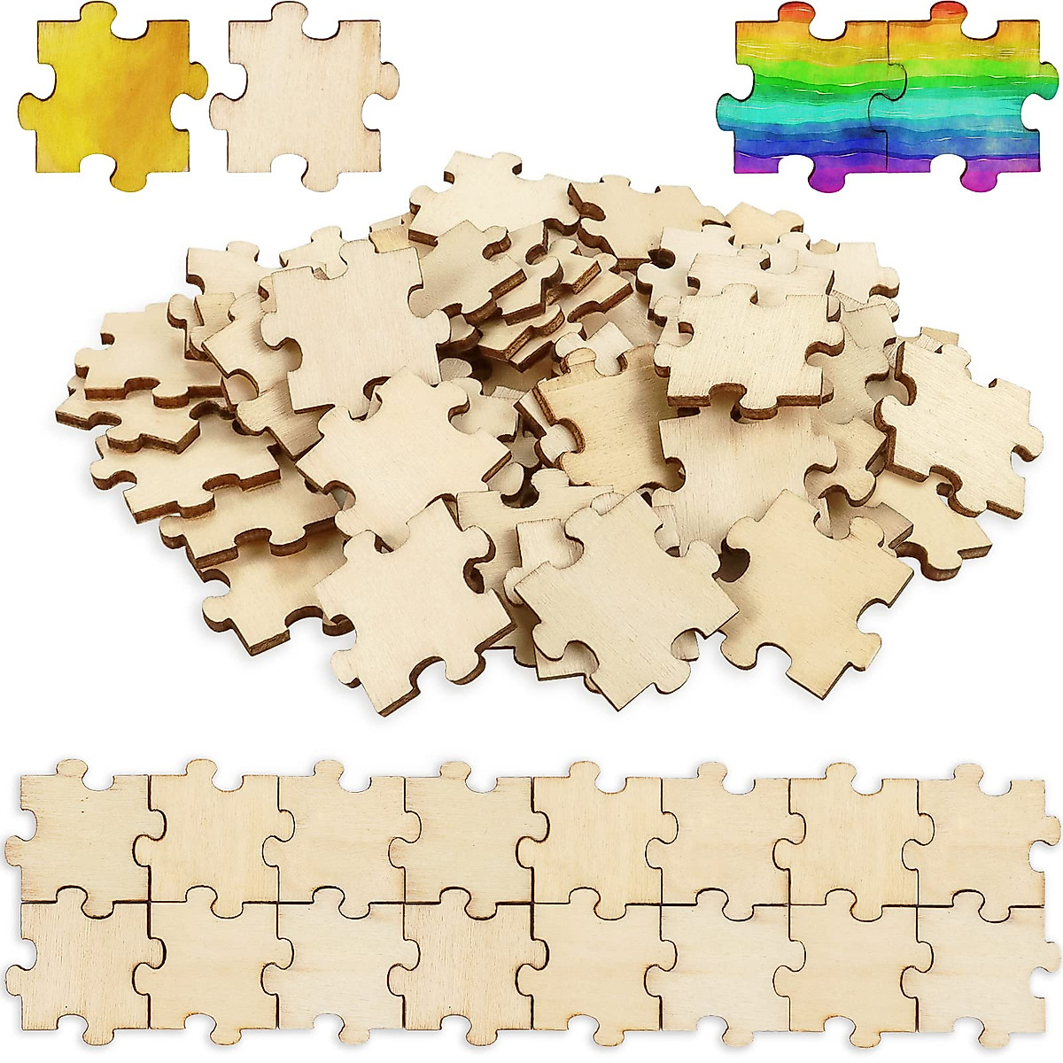 UPlama 300PCS Blank Puzzles, Freeform Blank Puzzle Pieces Blank Wooden Puzzles DIY Jigsaw Puzzles Plain Puzzle Pieces for Crafts, Arts, Card Making (1.18" x 1.18")