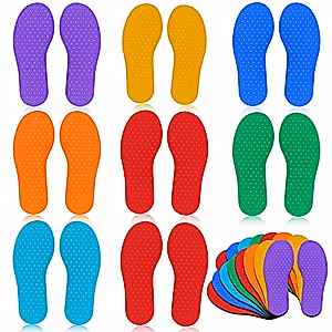 8 Pairs Feet Markers Classroom Markers Colorful Spot Floor Markers Footprint Shaped Non Slip Rubber Carpet Markers for Kids Home School Classroom Physical Education Learning Craft Supplies, 7 Colors