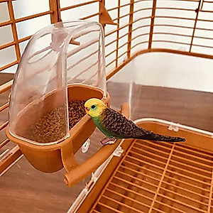 POPETPOP 2pcs Food Water Bird Cup Hooded Bird Cage Plastic Cup Bird Food Bowl Cups Bird Waterer Food Feeder Dispenser