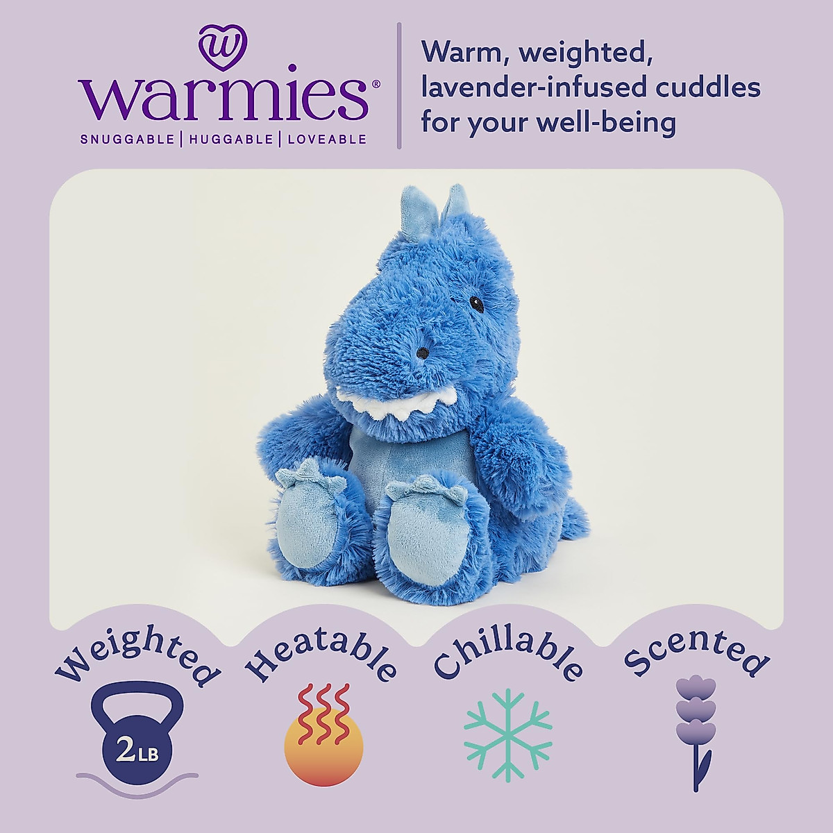 warmies Microwavable & Weighted Stuffed Animals, Trex - Heated Stuffed Animal Plushie for Warmth & Comfort - Cute Soft Plush Toys for Adults & Children (Boys, Girls, Babies & Toddlers)