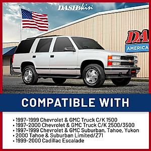 DashSkin Molded Plastic Dash Cover Compatible with 1997-2000 C1500/K1500 Tahoe Suburban Yukon & 1997-2000 Escalade in Medium Grey - Easy Cracked Dashboard Fix - Made in America