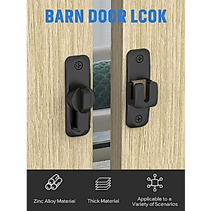 MeBantoo 90/180 Degree Flip Barn Door Lock, Protect Privacy - Security Sliding Door Latch, Small Gate Latches Hardware for Barn, Garden, Bathroom, Cabinet, Window (Black-1PC)