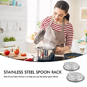 Cabilock 2pcs Soup Shell Holder Hot Pot Ladle Holders Metal Shelf Brackets Steel Ladle Colander Holder Spoon Stand L Brackets for Shelves Ladle Stand Counter Kitchen Rack Stainless Steel