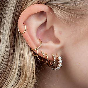 14k Rose Gold Hoop Earring Cartilage or Nose Piercings Choose From 4 Sizes - Petite Earrings 22 or 20 Gauge For Sensitive Ears Nickel Free (20G 5/16")