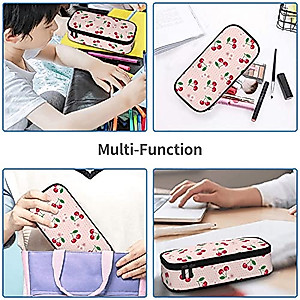 Cherry Blossom Pencil Case Pink Pen Bag for Women Girls with Zipper and Compartment Cute Portable