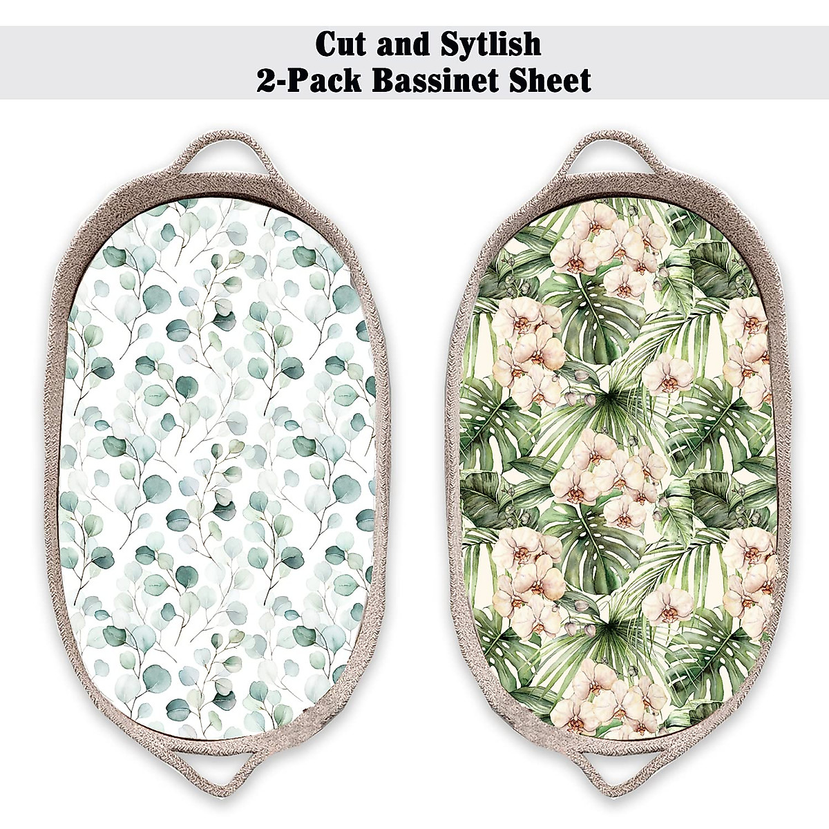 Extra Soft Stretchy Changing Pad Cover for Baby, 2 Pack Premium Cotton Blend,Flowers Pattern.